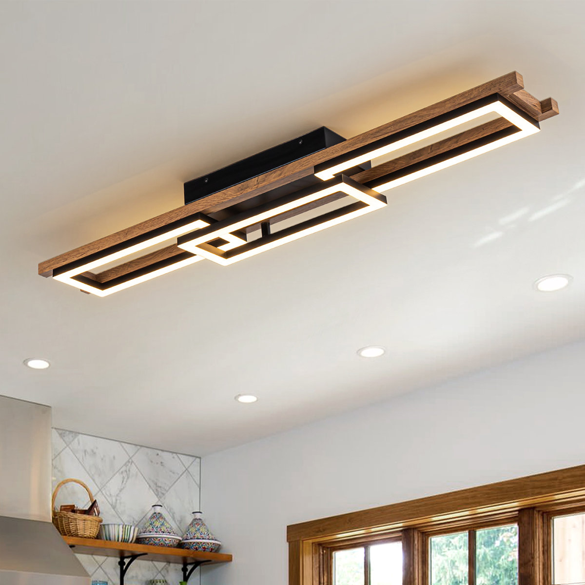 Ivy Bronx Chevee 3 - Light Matte Black 39.4" Kitchen Island Led Flush Mount & Reviews | Wayfair